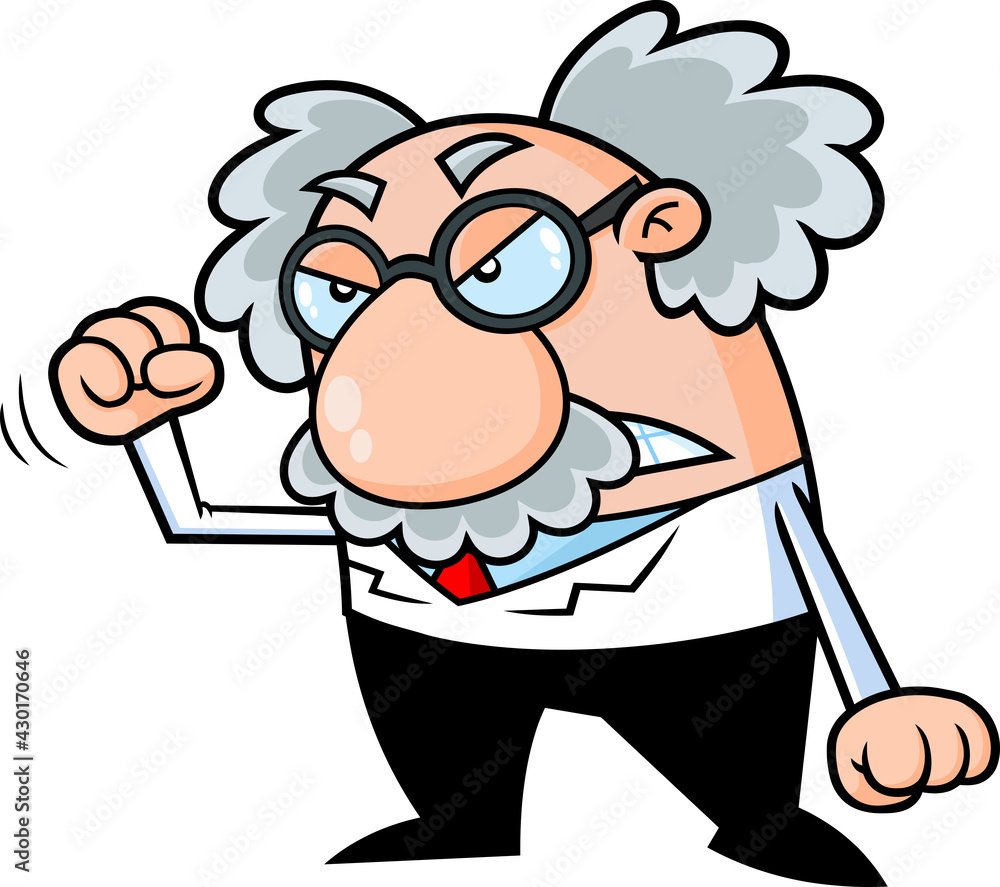Angry Science Professor Cartoon Character. Vector Hand Drawn ...
