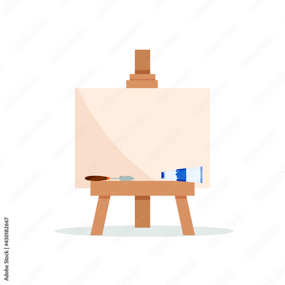 Malbert with paints in modern style on white background. Modern art ...