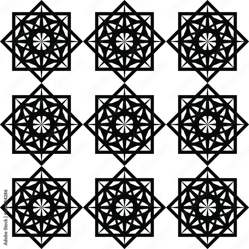 seamless black pattern of symmetrical abstract shapes in the form of a ...
