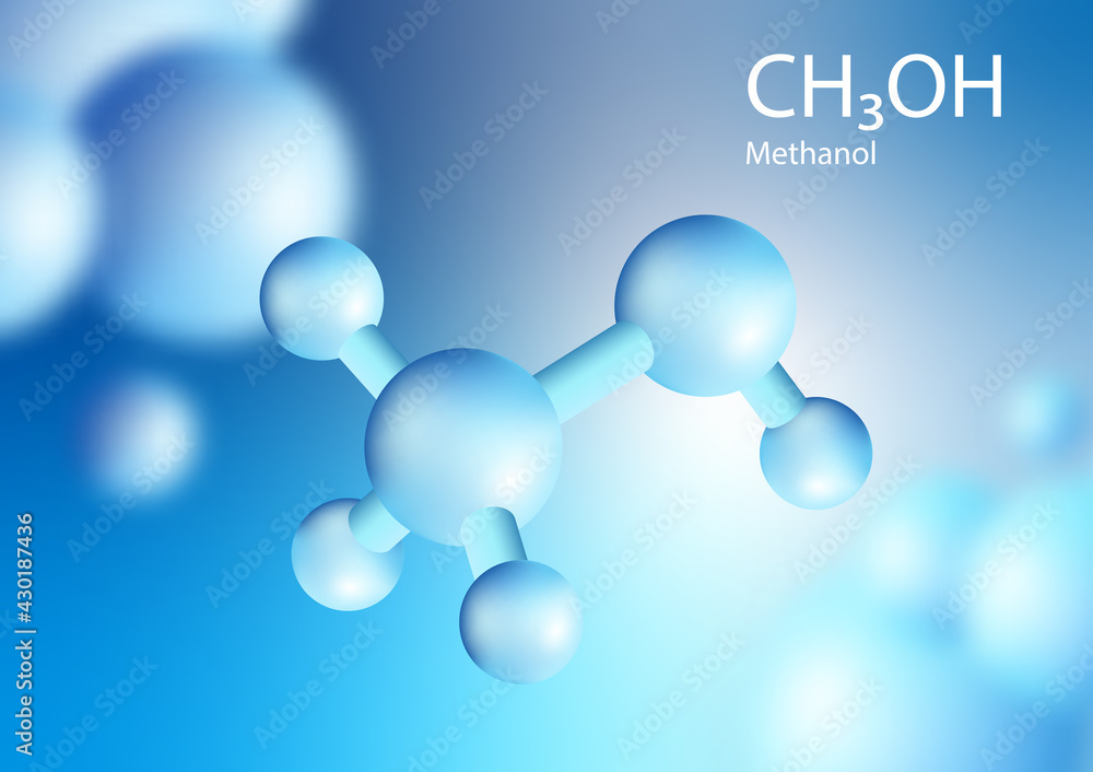 CH3OH methanol, Blue 3D shape of Methane is a chemical compound with ...