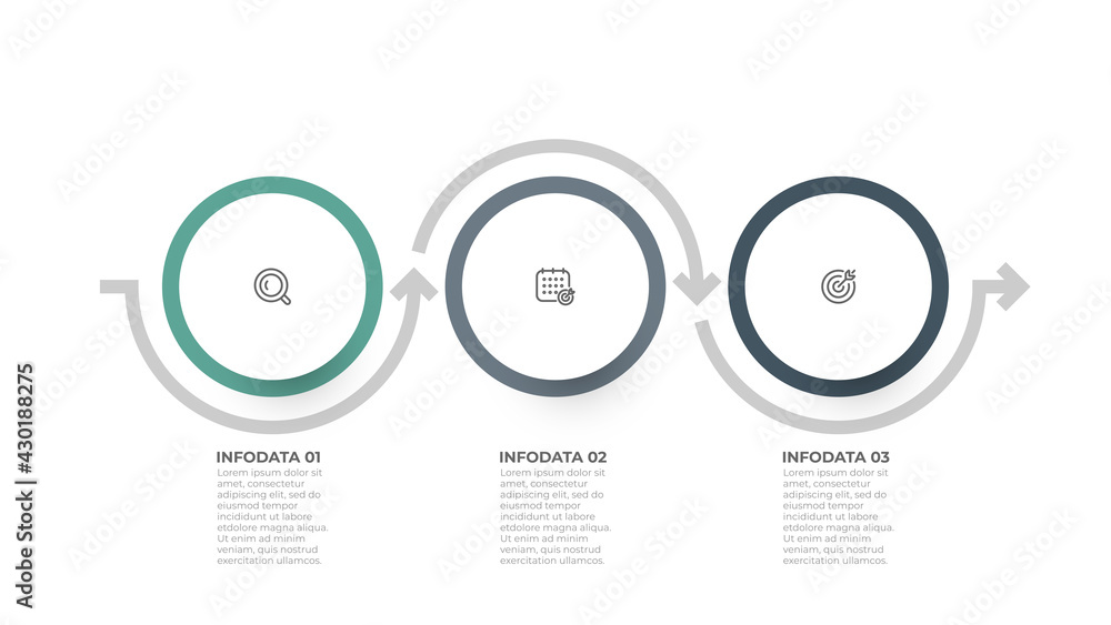 Timeline infographic process design with arrow and 3 options or steps ...