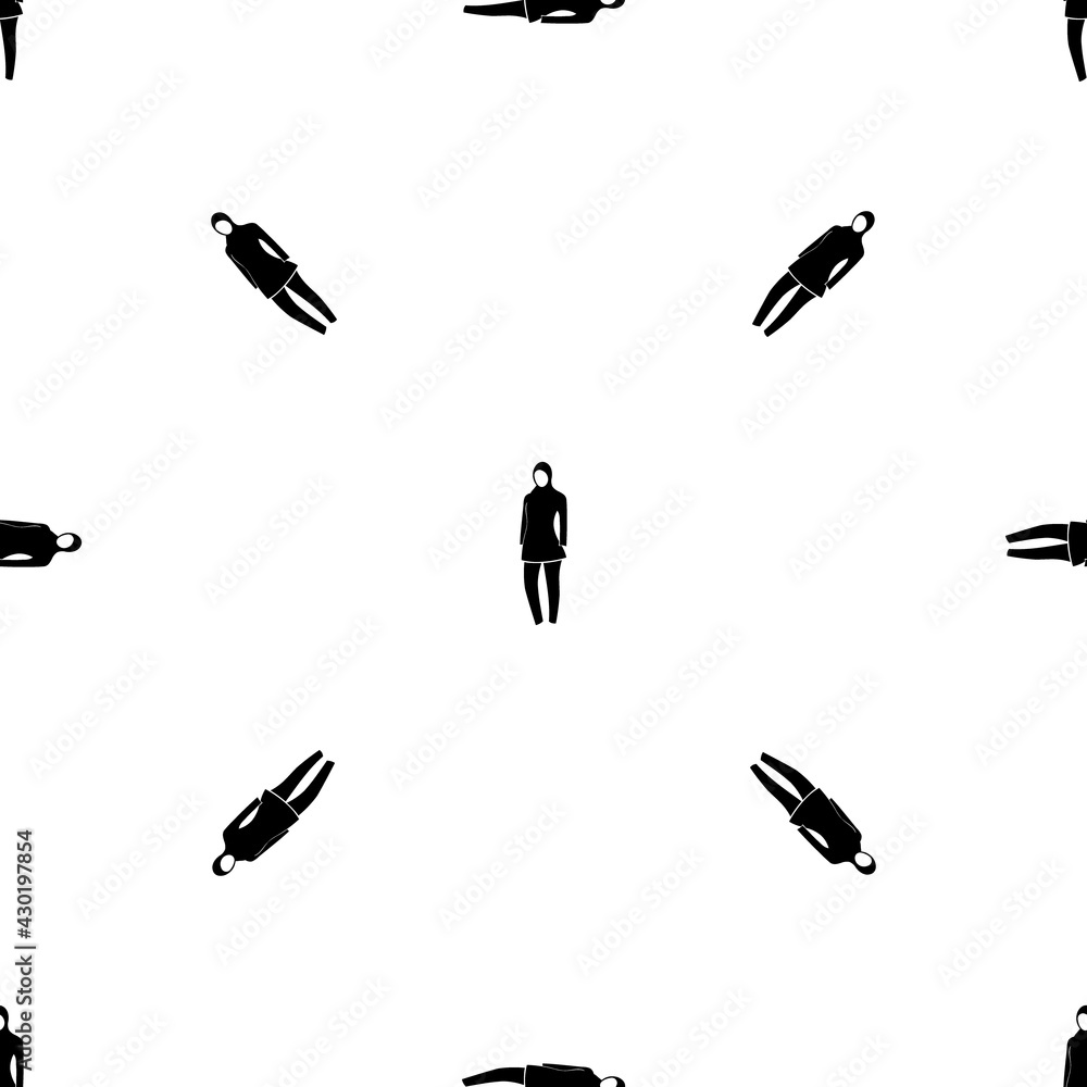 Seamless pattern of repeated black burkini symbols. Elements are evenly ...