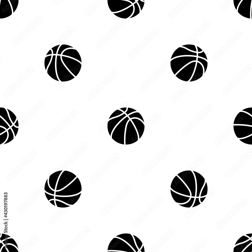 Seamless pattern of repeated black basketball symbols. Elements are ...