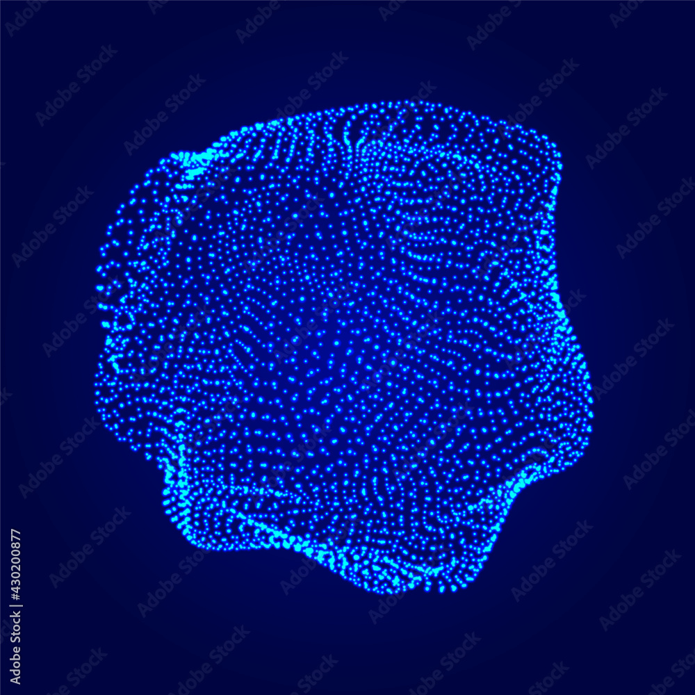 Blue sphere consisting of particles. Modern wireframe elements ...