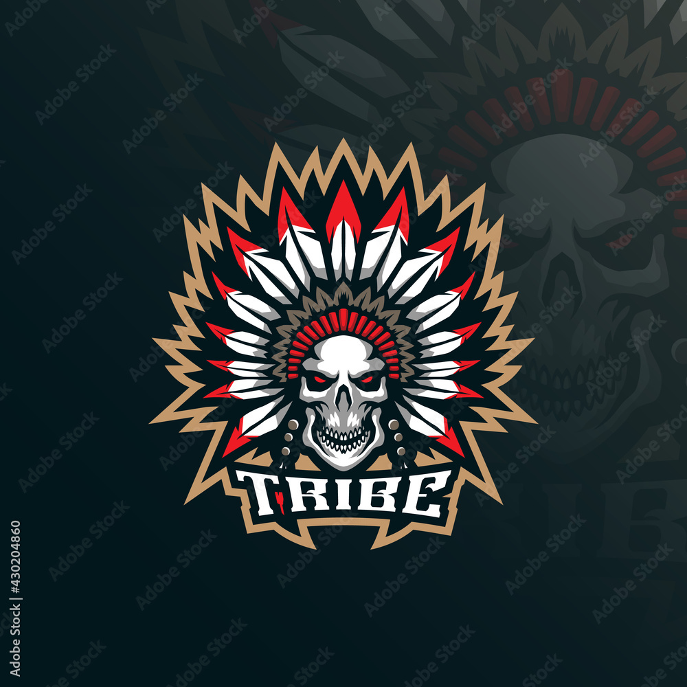 Tribe mascot logo design vector with modern illustration concept style ...