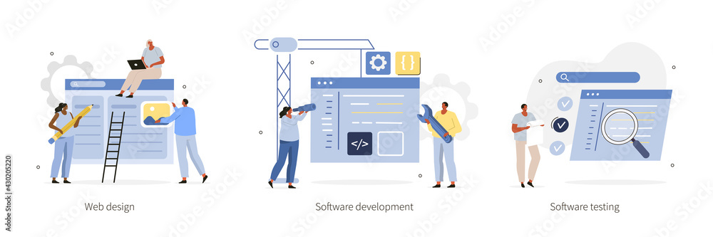 Various Programming and Coding Icons. Front end and Back end Web ...
