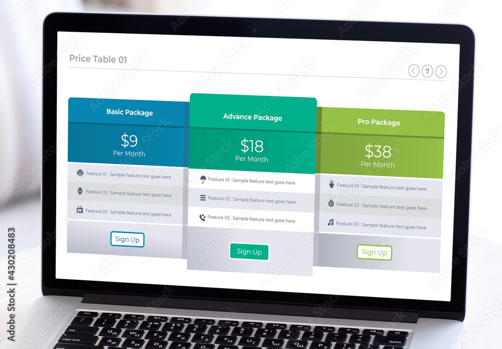 Price Tier Subscription Plan Table Layout with Dark Backgroundble Stock ...