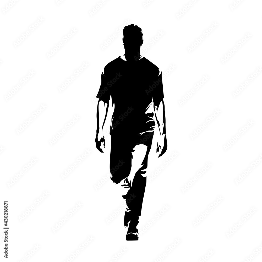 Young man walking forward. front view, abstract isolated vector ...