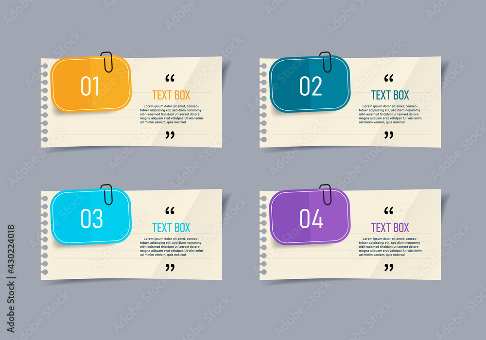 Text box design with note papers. Stock Vector | Adobe Stock