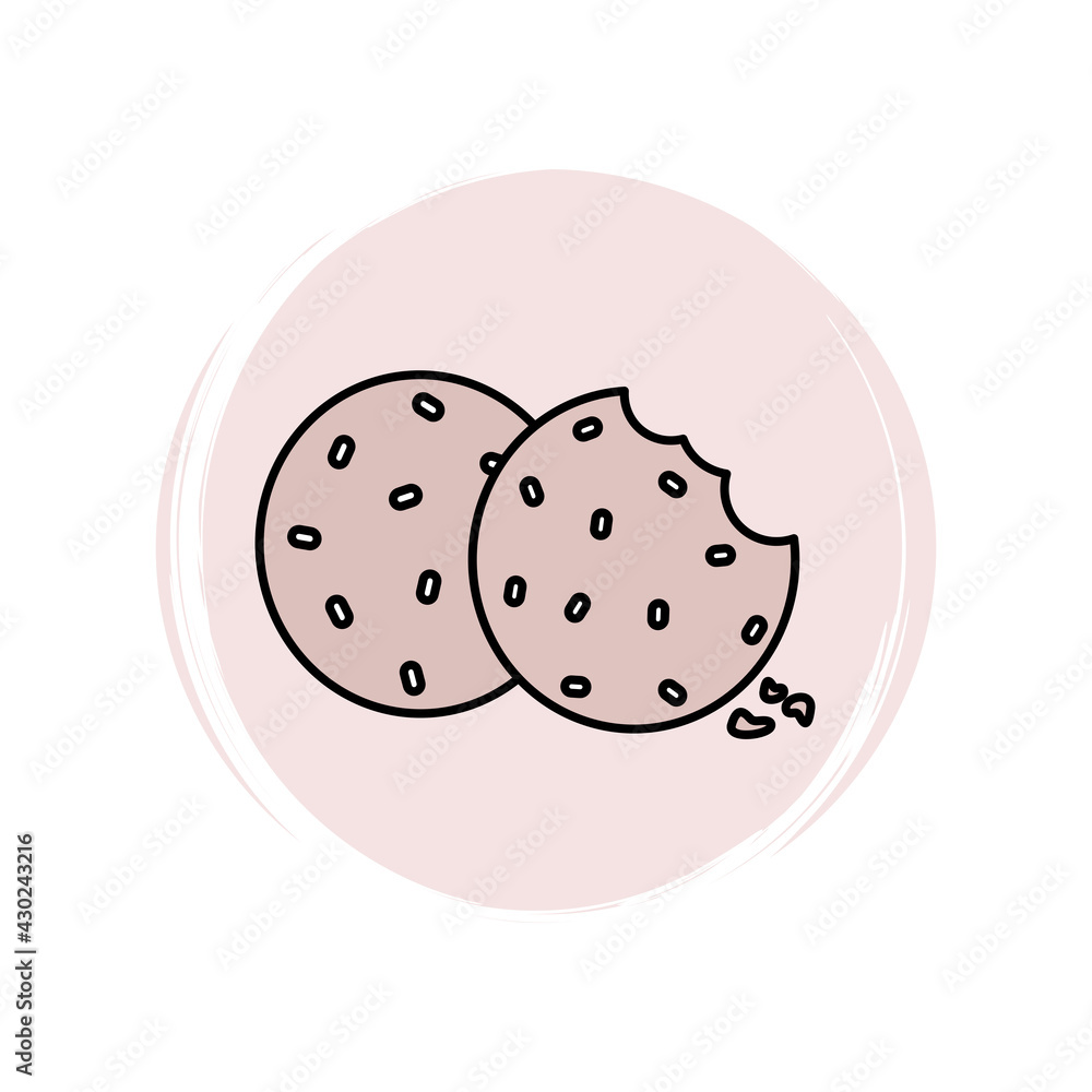 Cute logo or icon vector with cookies, illustration on circle with ...