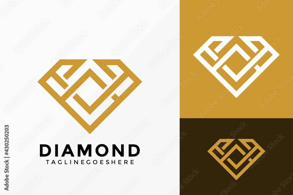 Abstract Diamond Jewellery Logo Vector Design. Brand Identity emblem ...