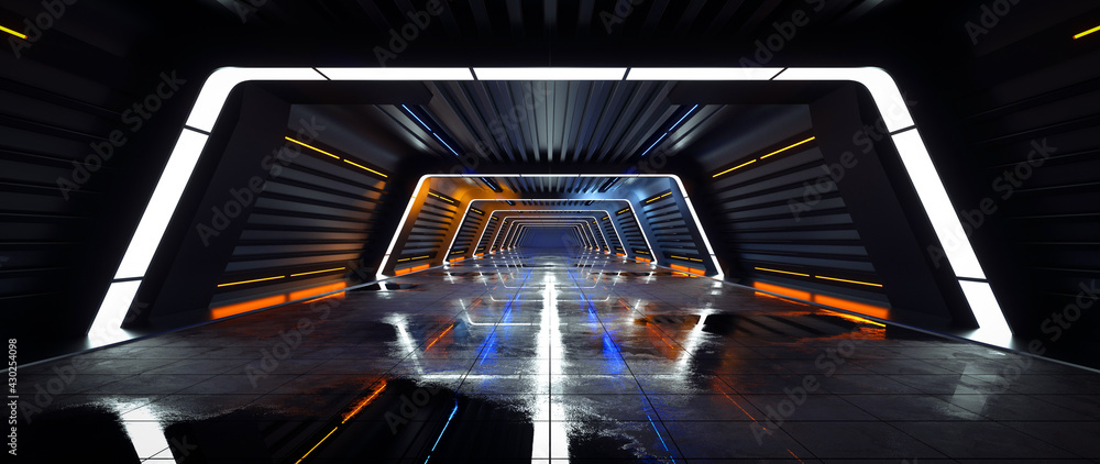 Sci-Fi Futuristic, Modern, Dark Room, Stage, Studio, Cyber Tunnel ...