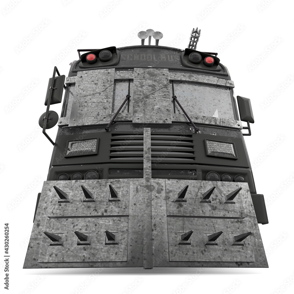 zombie bus in white background bottom front view Stock Illustration ...