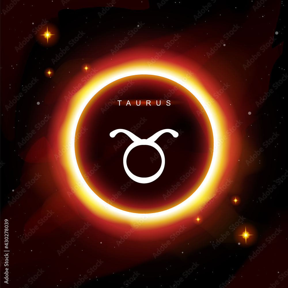 Taurus zodiac symbol in modern, luxury, esoteric, celestial, boho style ...