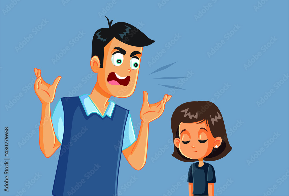 Angry Father Screaming at his Daughter Vector Illustration Stock Vector ...