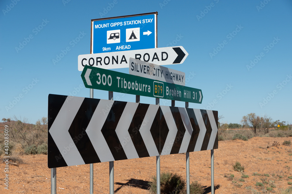Silver City Highway Australian Road Sign Corona Road turn off towards ...