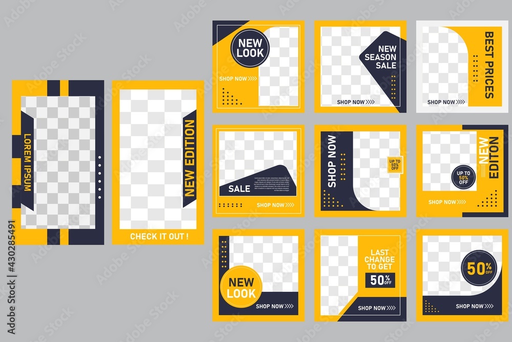 set of square editable social media template, Set of Editable square ...