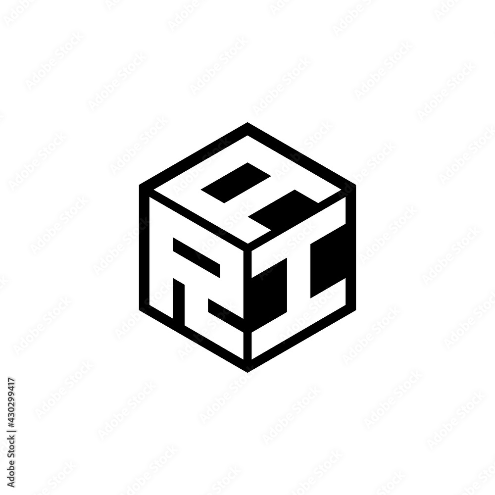 Vecteur Stock RIA letter logo design with black background in ...