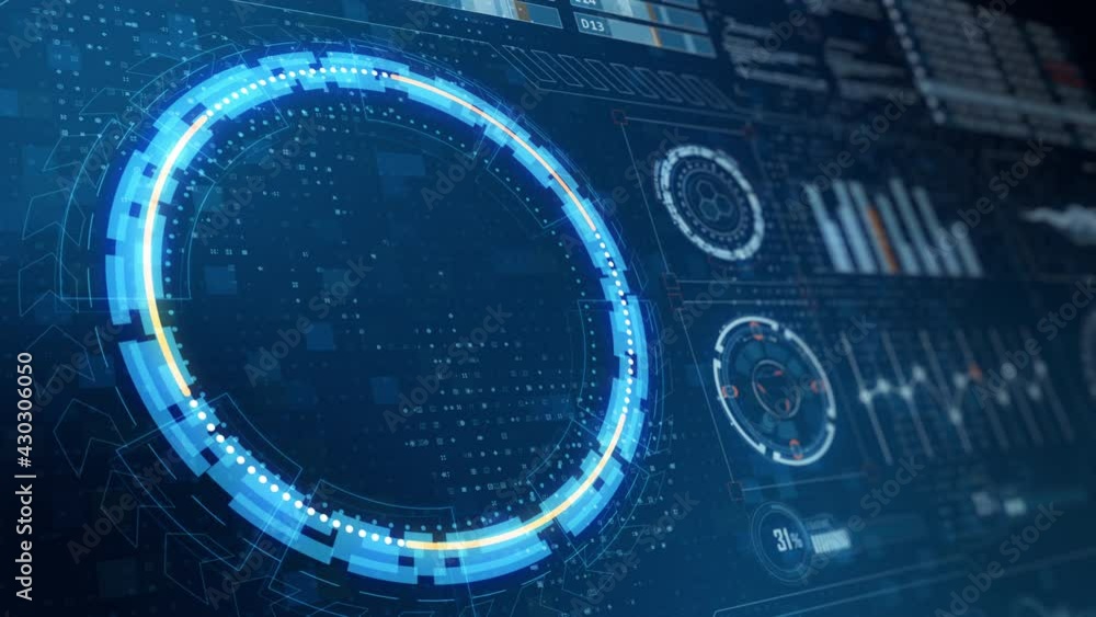 Motion graphic of head up display ( HUD UI ) technology interface ...