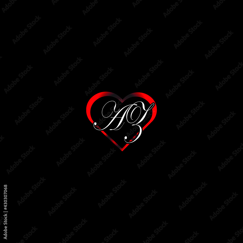 Vecteur Stock Initial logo letter AZ with heart shape red colored ...