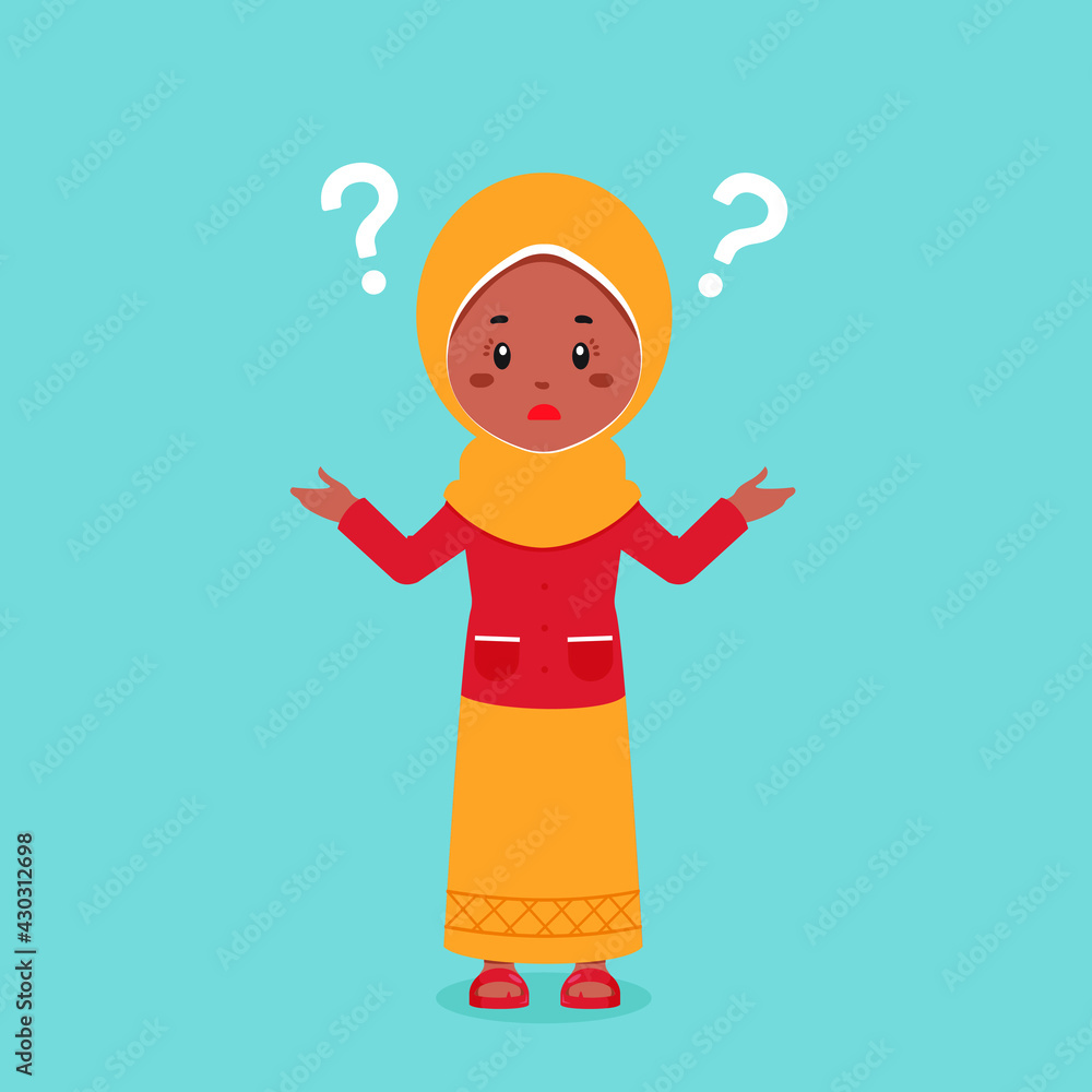 Muslim Confused with Question Mark Stock Vector | Adobe Stock