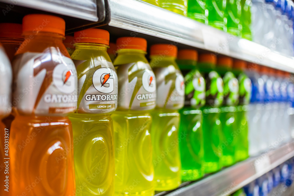Manila, Philippines - July 2020: Gatorade sport drinks on display at an ...