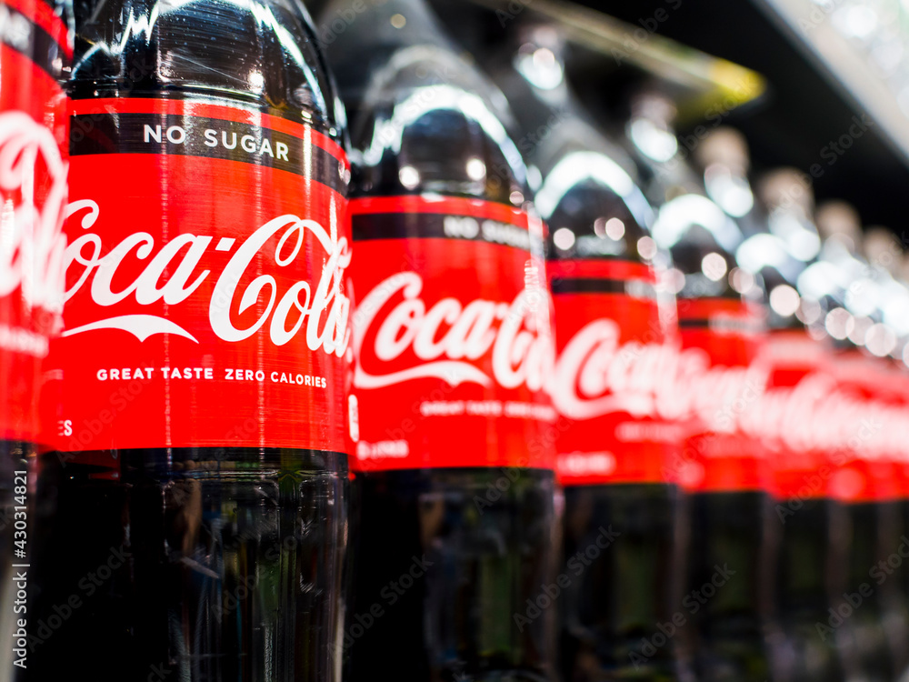 Manila, Philippines - July 2020: Closeup of Coke Zero soft drinks on ...