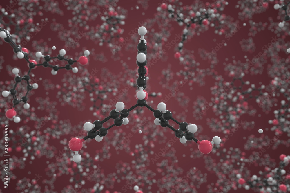 Phenolphthalein molecule, ball-and-stick molecular model. Chemical 3d ...