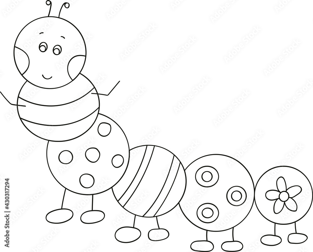 Coloring book with a picture of a cute cartoon caterpillar for ...