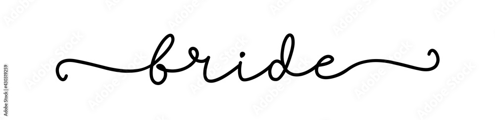 BRIDE. Typography vector text for print on tee, t-shirt, card, banner ...