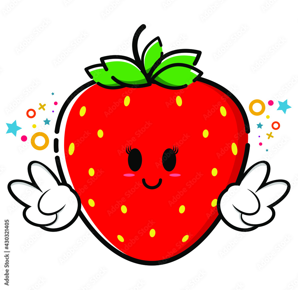 cartoon cute strawberry illustration on white background Stock Vector ...