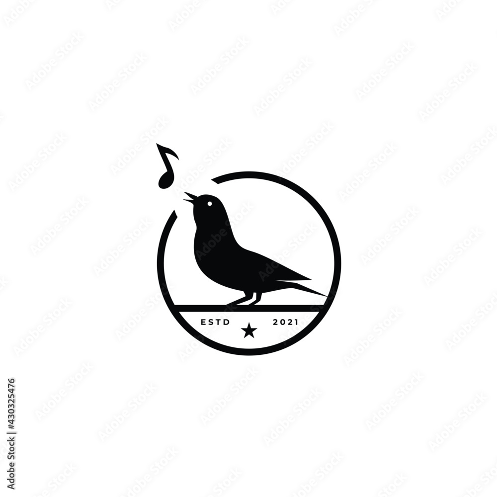 singing bird in the circle shape logo vector Stock Vector | Adobe Stock