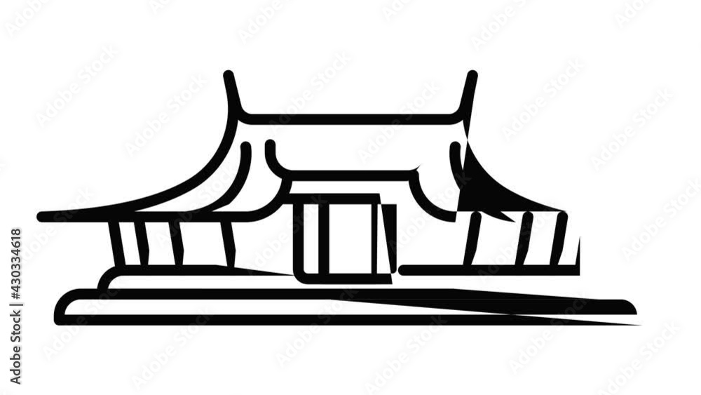 Taipei temple icon animation outline best object on white background ...