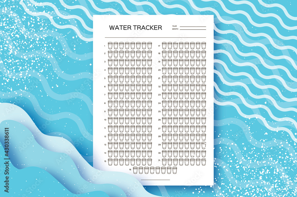 Water Tracker. Water Balance Calendar. Water Monthly Tracker. 31 days ...
