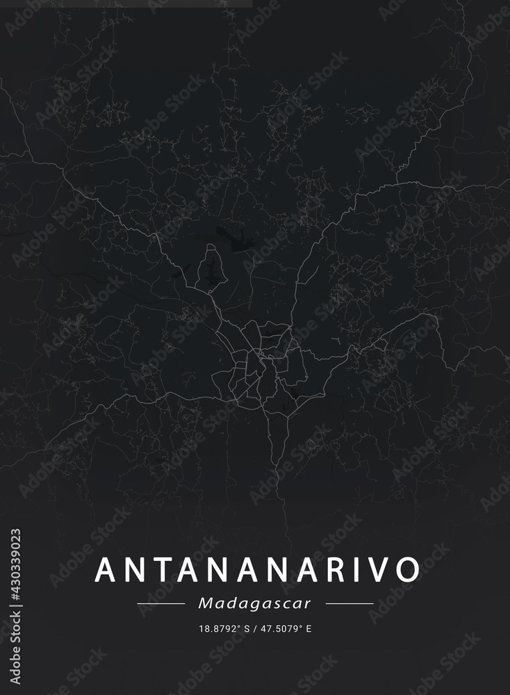 Map of Antananarivo, Madagascar Stock Illustration | Adobe Stock