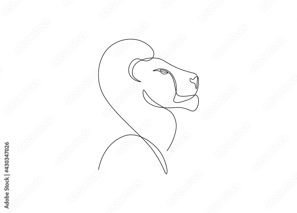 Continuous one line drawing of lion. Lion head silhouette minimalist ...