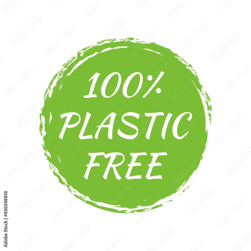 Plastic free icon or logo. Green eco badge or sticker. Vector ...
