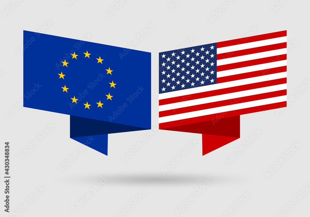 EU and USA flags. European Union and American national symbols. Vector ...