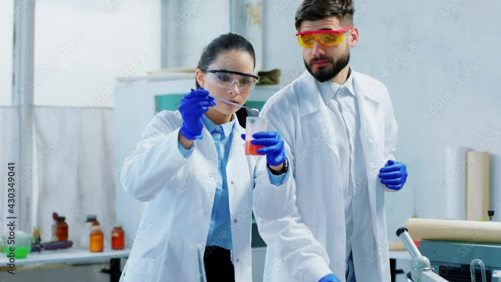 Retro chemistry laboratory charismatic scientist make a experiment ...