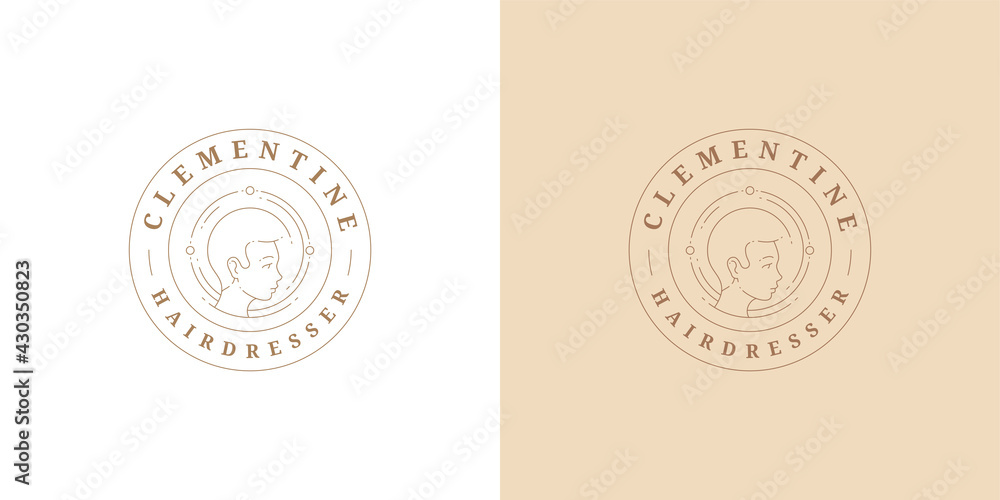 Female profile logo emblem design template vector illustration in ...