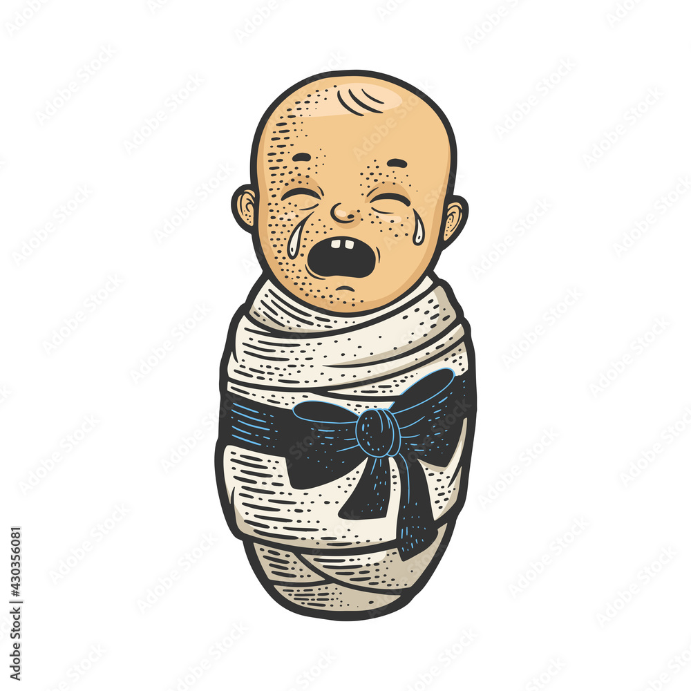 crying baby sketch raster illustration Stock Illustration | Adobe Stock