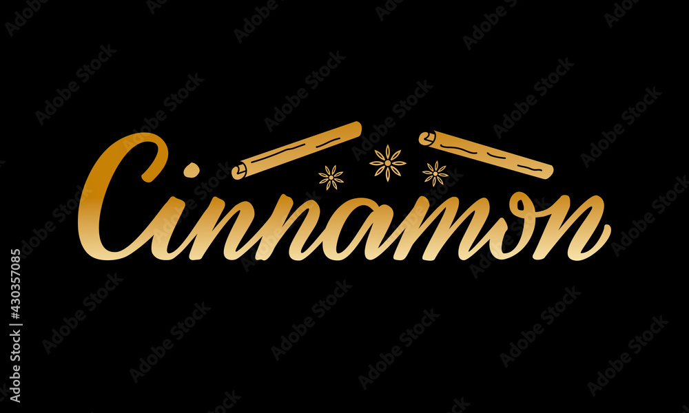 Vector illustration of cinnamon lettering for packages, product design ...