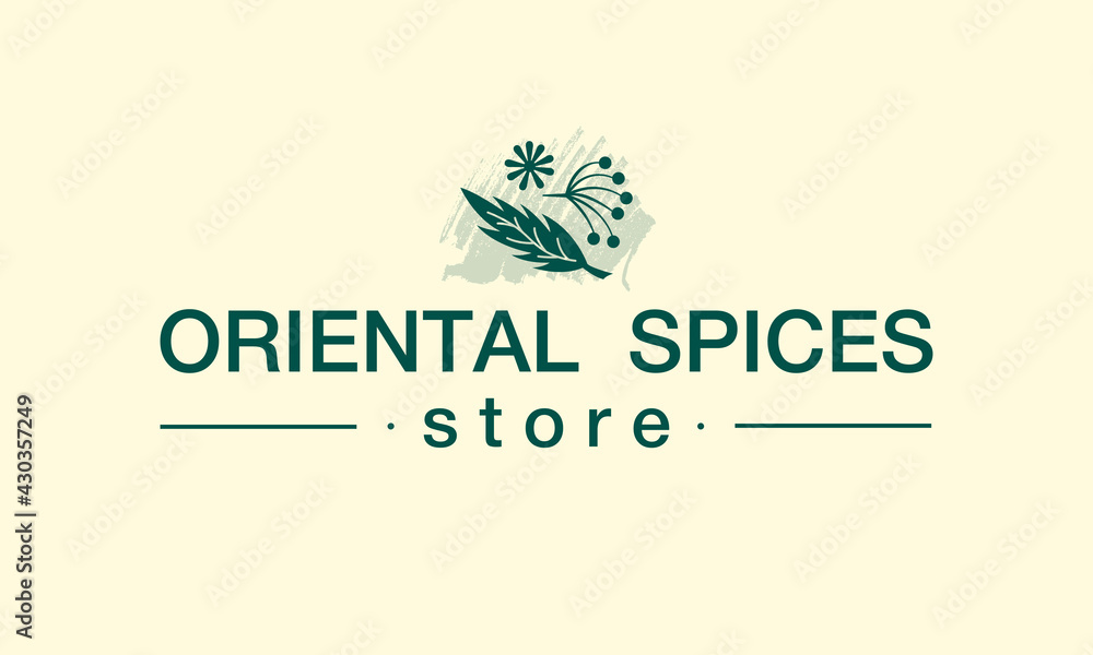 Vector illustration of oriental spices store logo for banner, poster ...