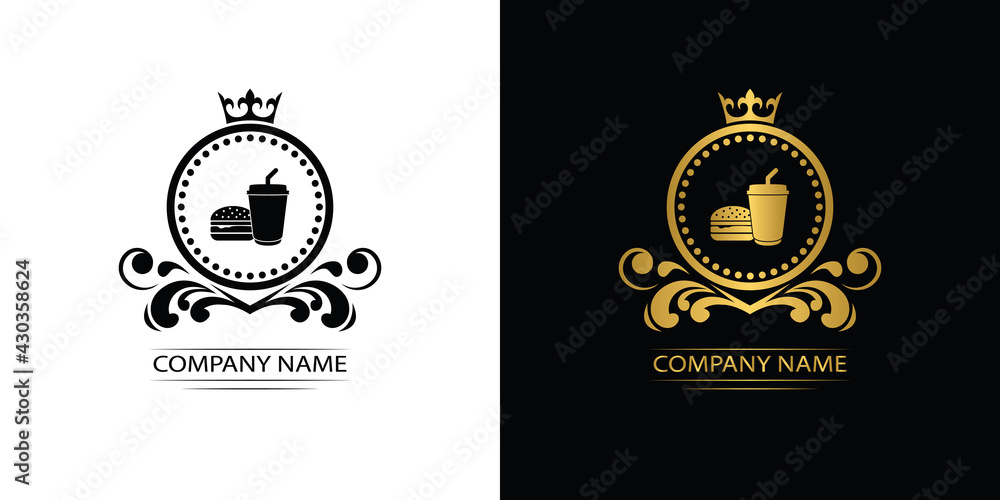 fast food restaurant logo template luxury royal food vector company ...