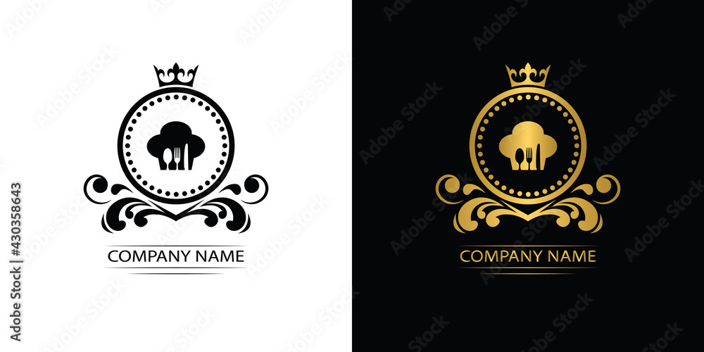 restaurant logo template luxury royal food vector company decorative ...