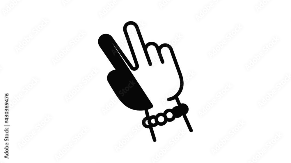Rapper hand sign icon animation outline best object on white background ...