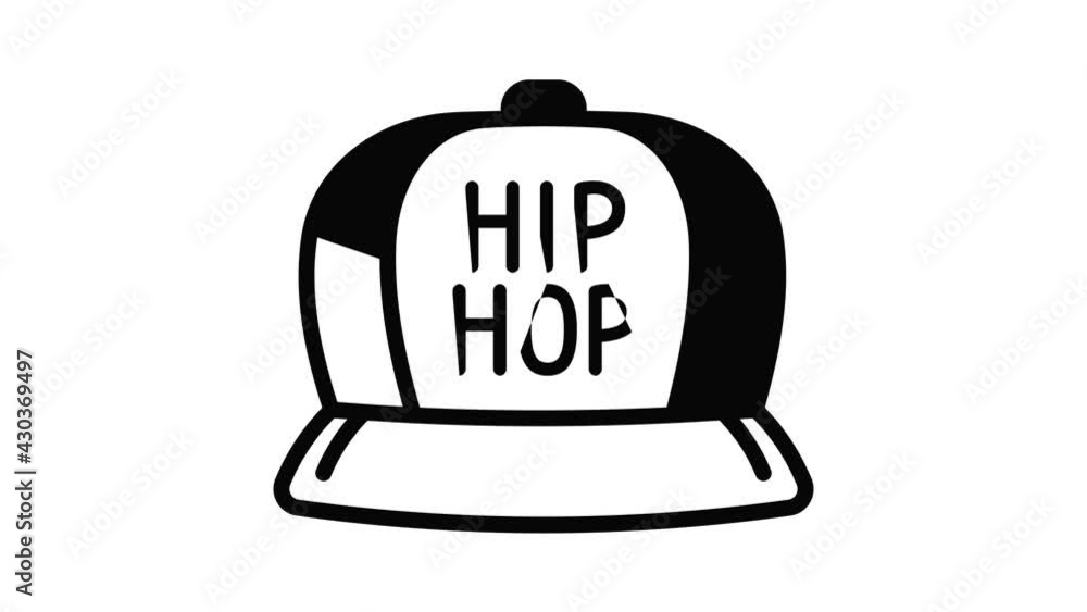 Hiphop cap icon animation outline best object on white background Stock ...