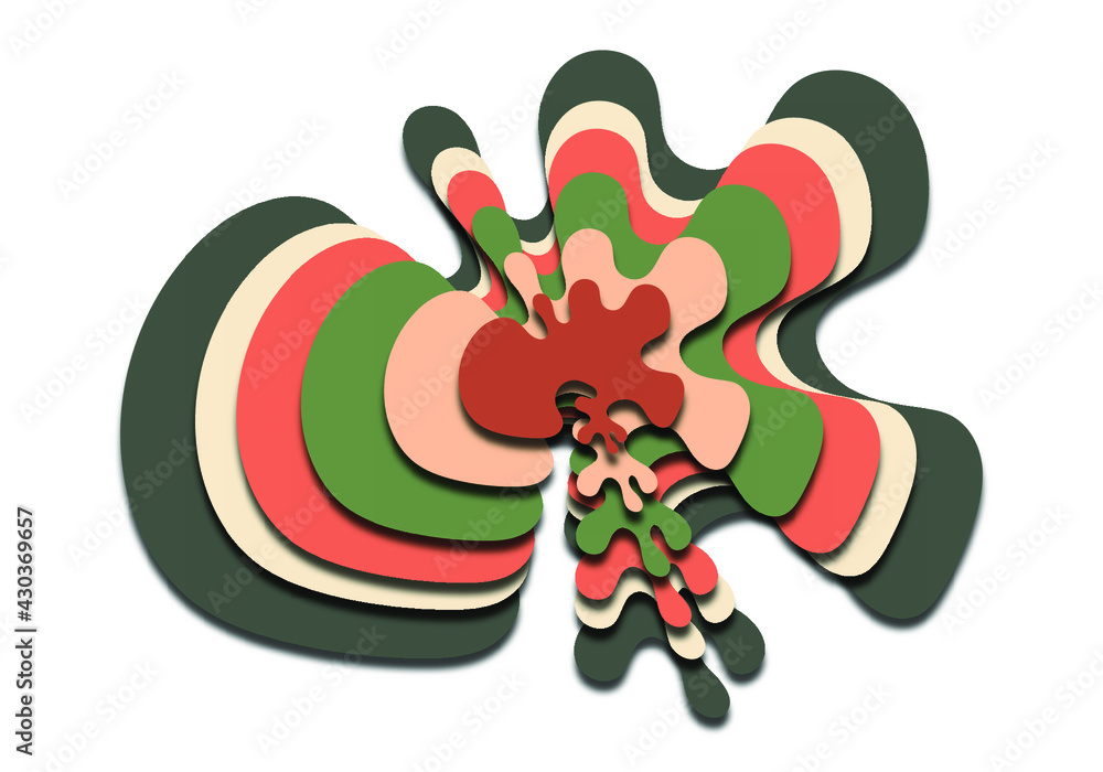 Cut paper effect. Abstraction with curves and waves. Multicolored ...