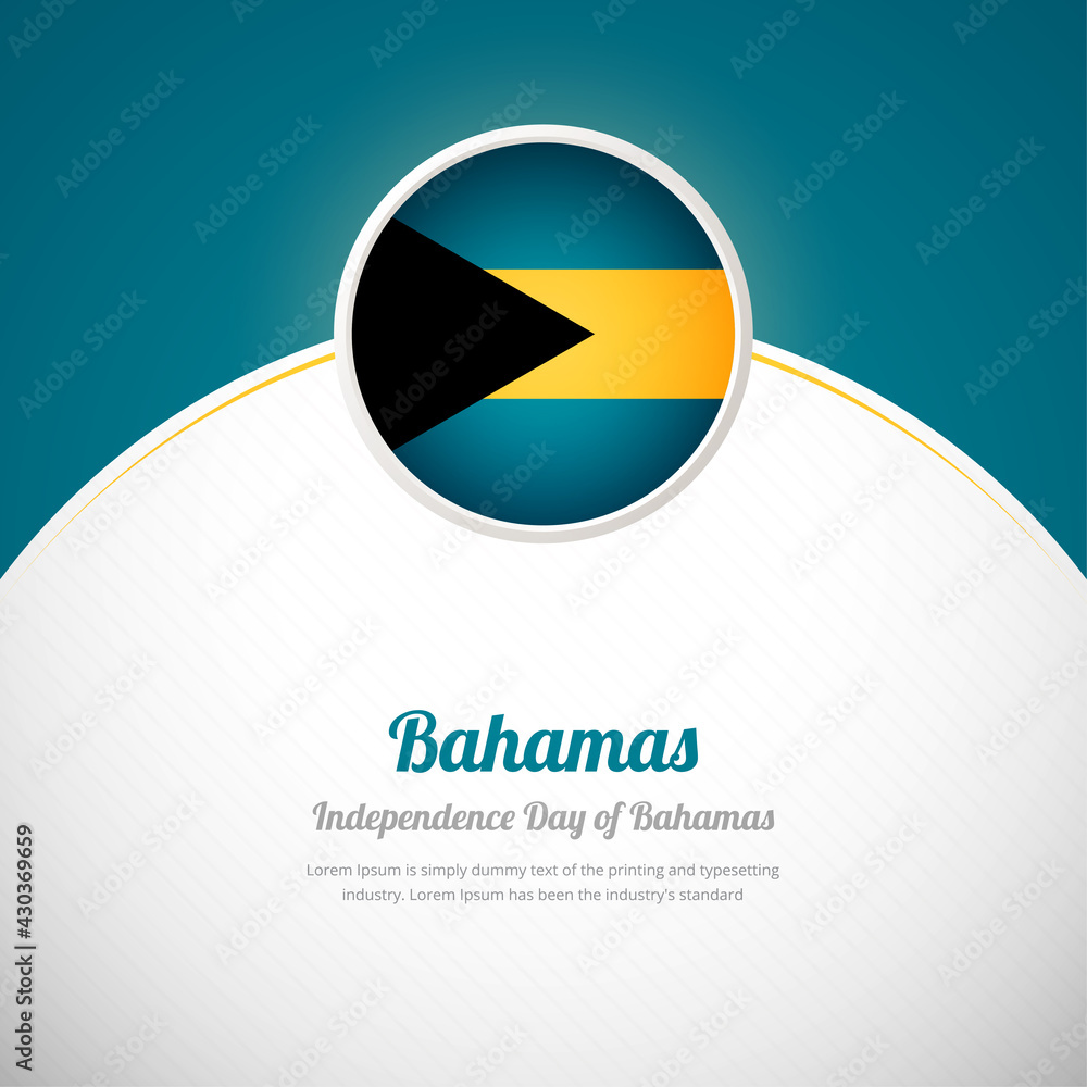 Bahamas happy independence day with classic colorful country flag ...
