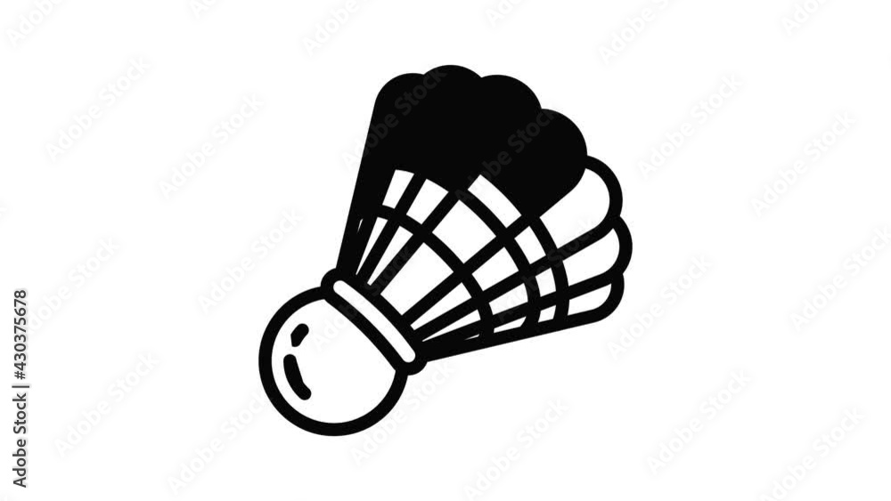 Badminton shuttlecock icon animation outline best object on white ...